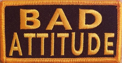 BAD ATTITUDE Embroidered Iron-On Patch Tactical Morale Military Gold ...