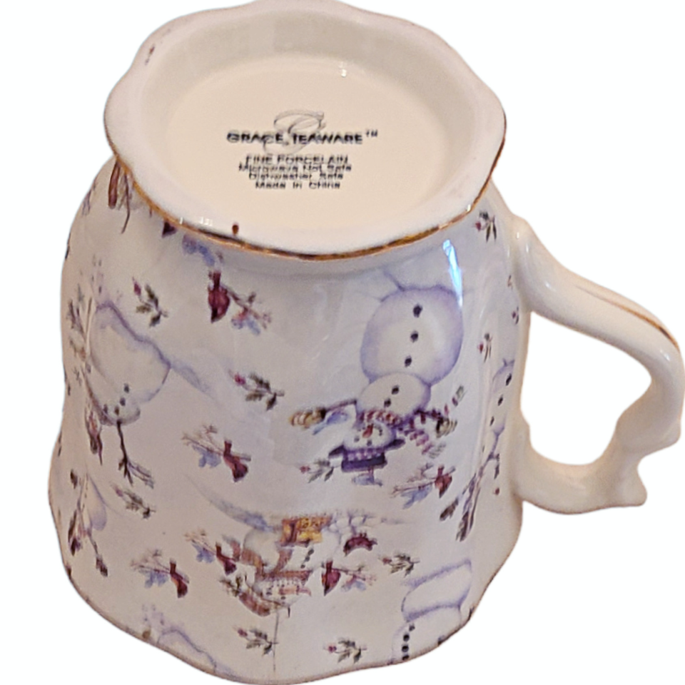 Vintage Graces Teaware Christmas Winter Snowman Breakfast Beaker Coffee ...
