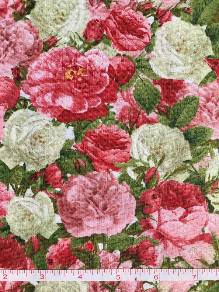Red, White and Pink Roses - Candace Allen - Quilt Fabric - 1 Yard | eBay