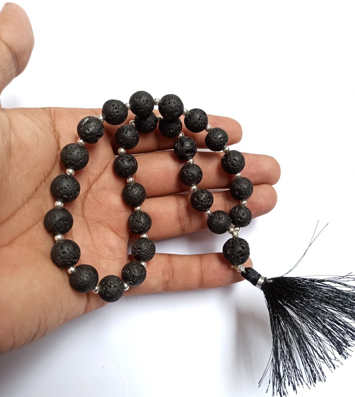 Natural Lava Japa Mala Prayer Beads 27 Beads Round Beads Japa Mala Guru ...
