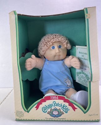 Cabbage Patch Doll Vintage 1984 Box Papers Boy Archie Earl Blue Eyes ...