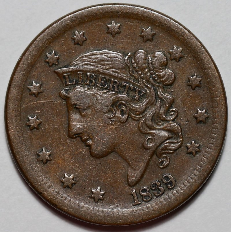 1839 Coronet Head Large Cent - Silly Head - US 1c Copper Coin | eBay
