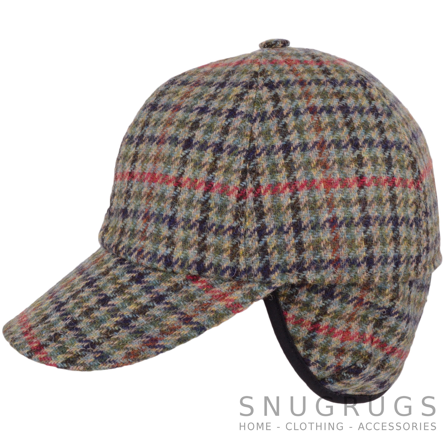 Mens 100% Wool / Tweed Shooting Baseball Cap With Fold Down Ear Flaps ...
