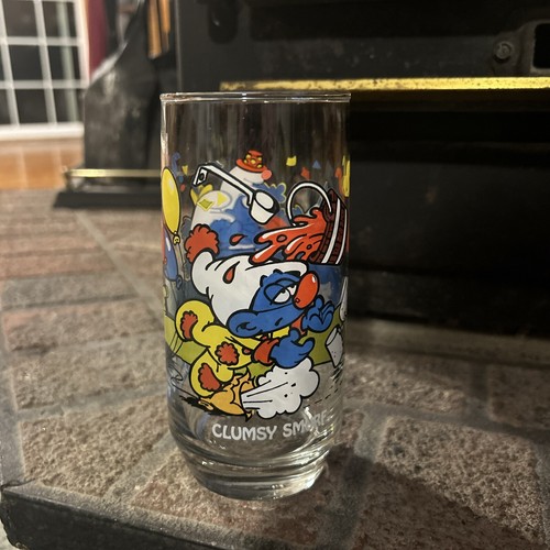 Vintage 1983 Peyo Wallace Berrie Clumsy Smurf Glass Cup | eBay