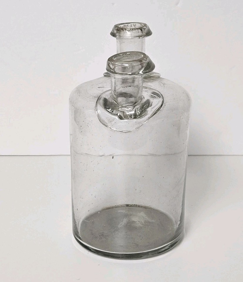 Antique Blown Glass Woulff Bottle Vessel Double Outlet Chemistry Rotary ...