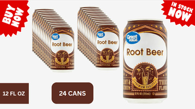 Great Value Root Beer Soda 12 fl oz Cans 24 Pack Caffeine Free Soft ...