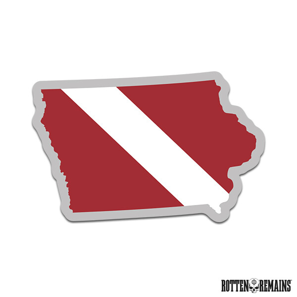Iowa Shaped Dive Sticker Decal Vinyl IA Scuba Diver Down Map Flag a1p ...