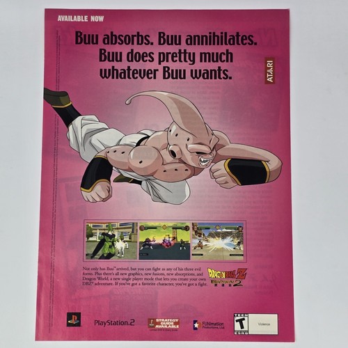Dragon Ball Z Budokai 2 Sony PS2 Buu Absorbs Print Ad/Poster Official ...