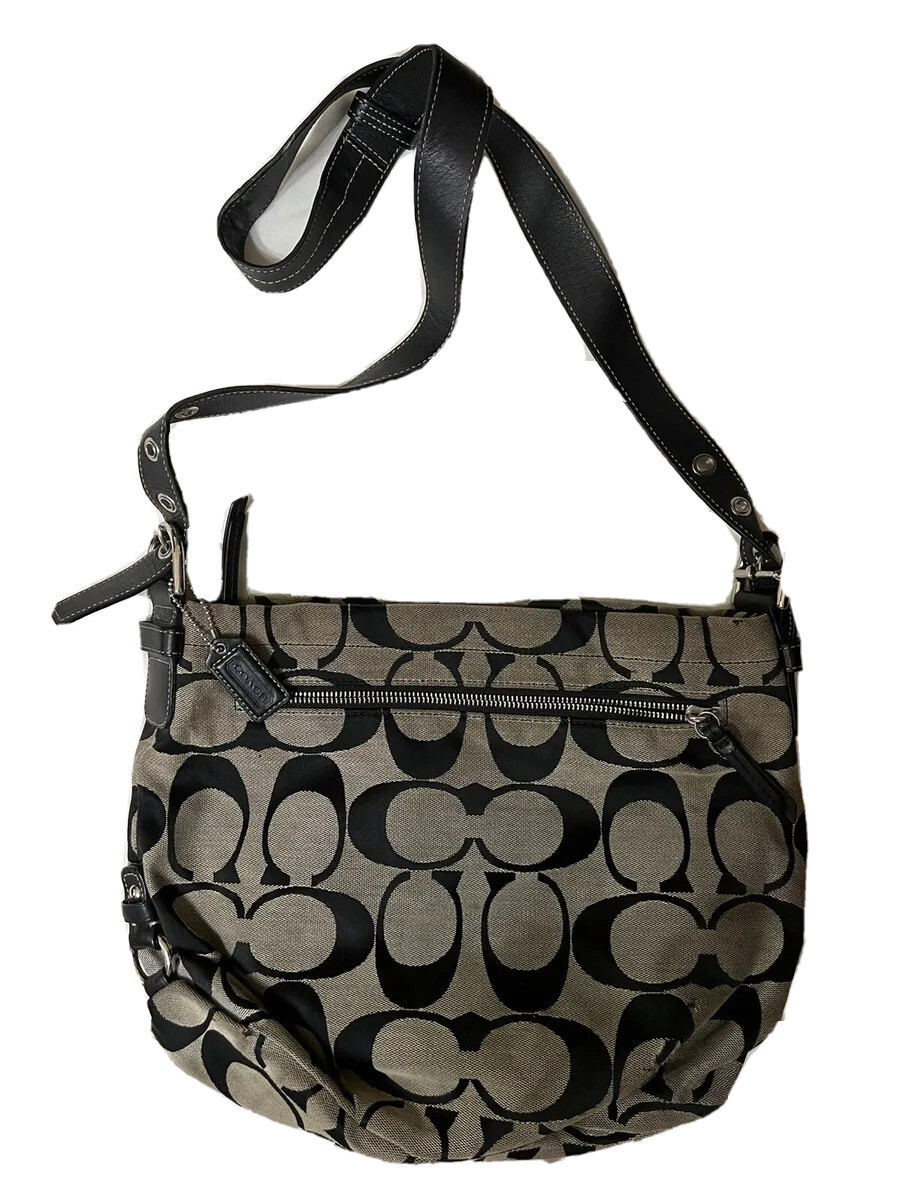 COACH F1276-15067 SIGNATURE DUFFLE TOP ZIP Crossbody Pouch bag Purse ...