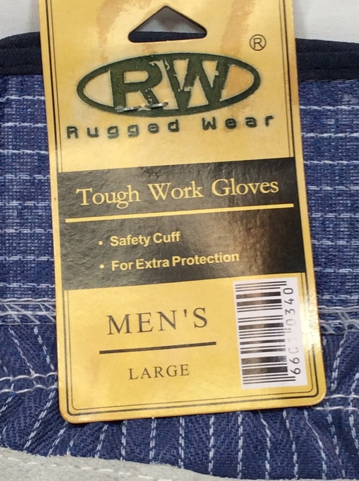 MEN'S RUGGED WEAR TOUGH WORK GLOVES. LARGE. NWT | eBay