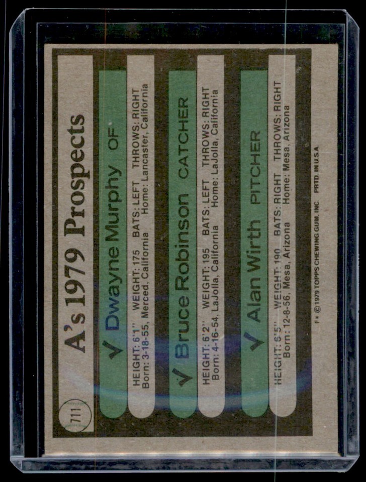 1979 TOPPS A'S PROSPECTS - DWAYNE MURPHY/BRUCE ROBINSON/ALAN WIRTH RC ...