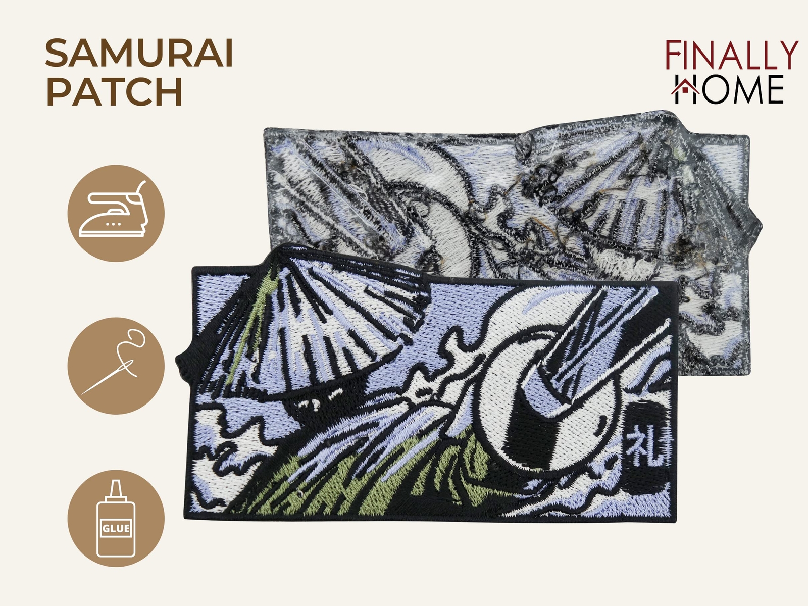 Grauer Samurai Patch | Schwert Patches, Bügelbild, Ninja Aufnäher ...