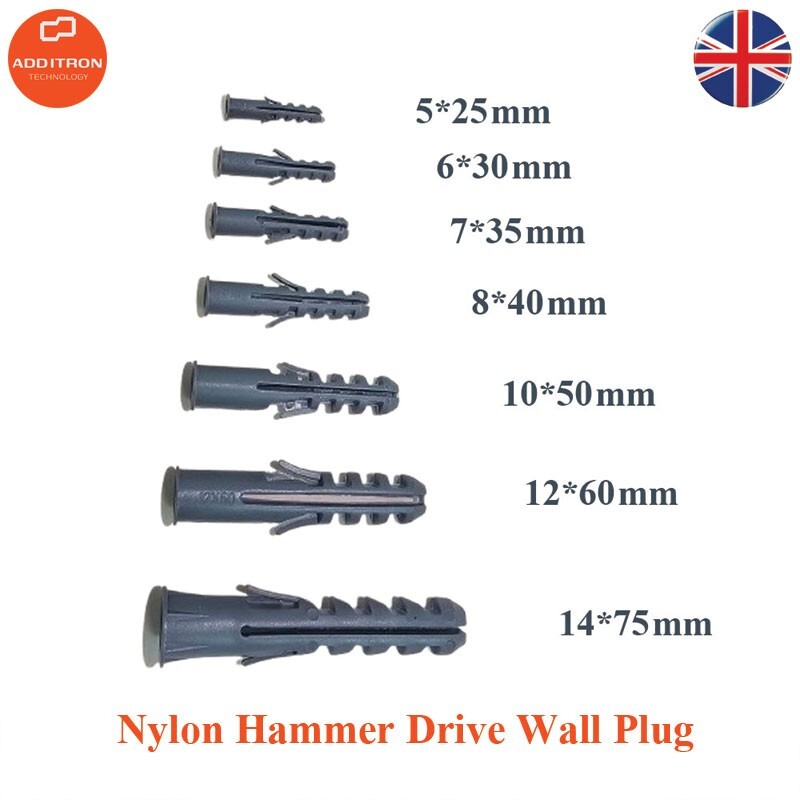 UNIVERSAL WALL RAWL PLUGS PLASTIC (Nylon) EXPANDABLE PLUGS 5 6 7 8 10 ...