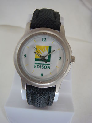 COLLECTIBLE EDISON WOMAN WATCH WITH PLATED ANALOG EDISON DIAL& BLK ...