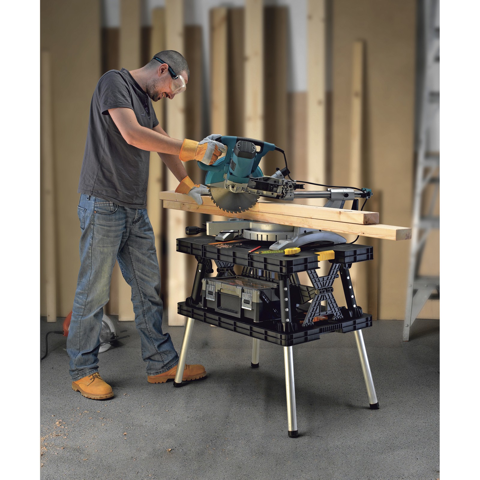 Keter Folding Work Table with Two Adjustable Clamps, 1000-Lb. Capacity ...