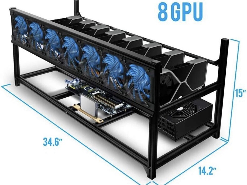 Kingwin 8 GPU Miner Rig Case Frame – Premium Stackable Aluminum Mining ...