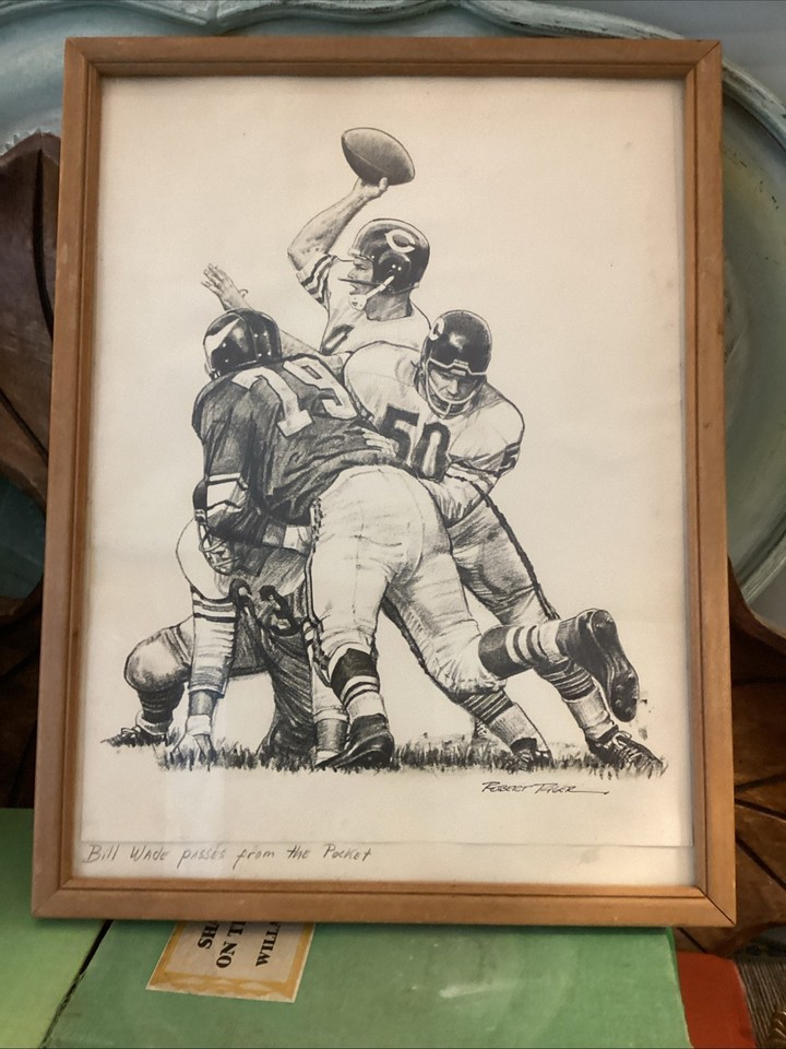 Robert Riger Framed Print Bill Wade Passes From The Pocket Chicago ...