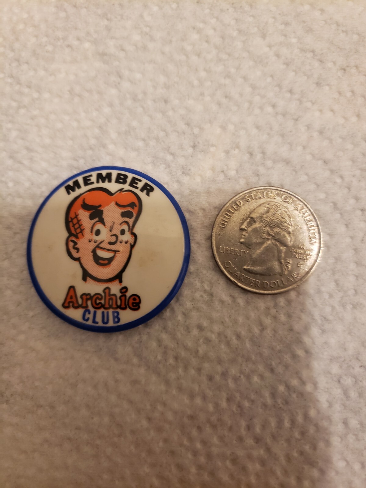 Member Archie Club Pin Back Button Official Member 1-1/4" Vintage 1970s ...