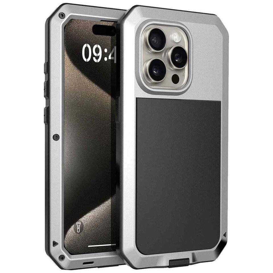Heavy Duty Protection Armor Metal Case for iPhone 16e 16 15 14 13 12 11 ...