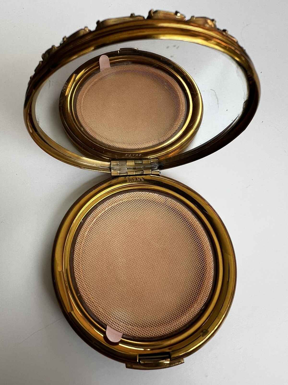 FABULOUS VINTAGE MULTI COLORS JEWELED TOP EVANS COMPACT UNUSED ...