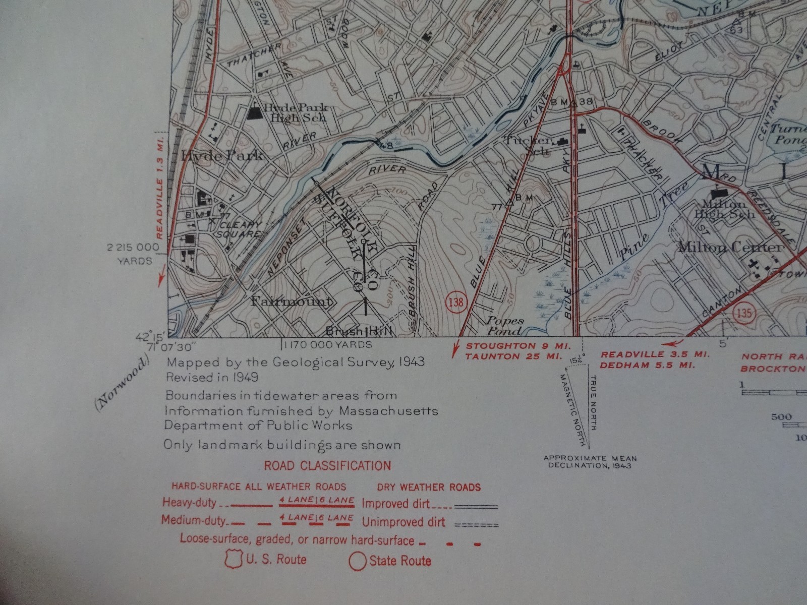 1950 - ANTIQUE Map of Boston South Quadrangle - Massachusetts | eBay