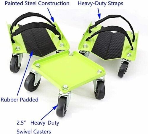 1500lbs Snowmobile Dolly Set w/ Swivel Casters Velcro Straps Sled Move ...