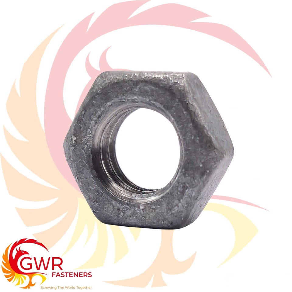 THIN HALF LOCK COUNTER HEXAGON NUTS GALVANISED M8 M10 M12 M16 M20 M24 ...