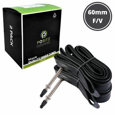2x Positz Road Bike Tubes 700 x 18/25c Long 60mm Presta Valve FV Deep ...