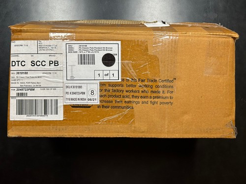 Pottery Barn PB Classic Pole Pendant Kit Ceiling Light Bronze NEW $159 ...