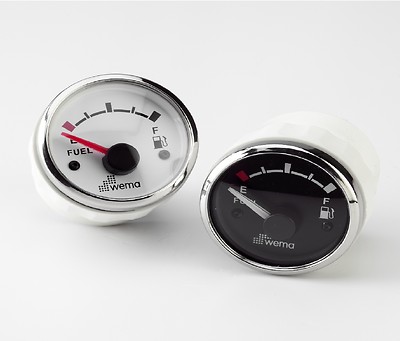 WEMA FUEL GAUGE Black Face Stainless Bezel Level Sensor Sender Unit ...