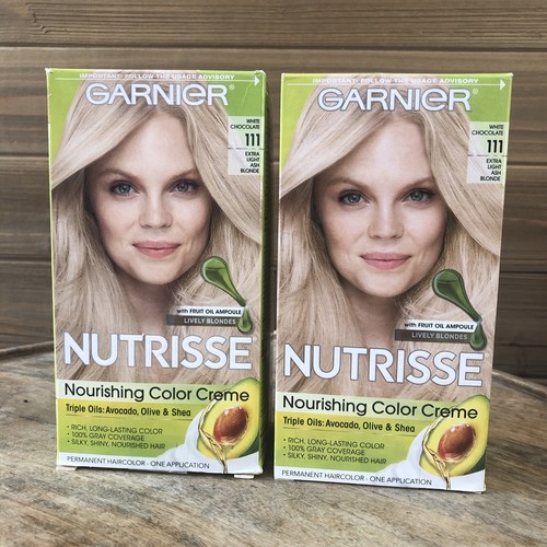 (2)Garnier Nutrisse Nourishing Hair Color Creme 111 Extra-Light Ash ...