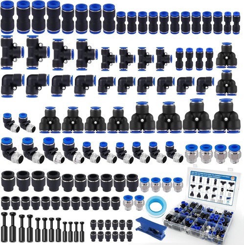 120 PCS Quick Connect Air Hose Fitting Assortment Kit, Pneumatic Push ...