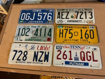 Lot #3 Of 6 Different States License Plates Better Rustic Condition ...