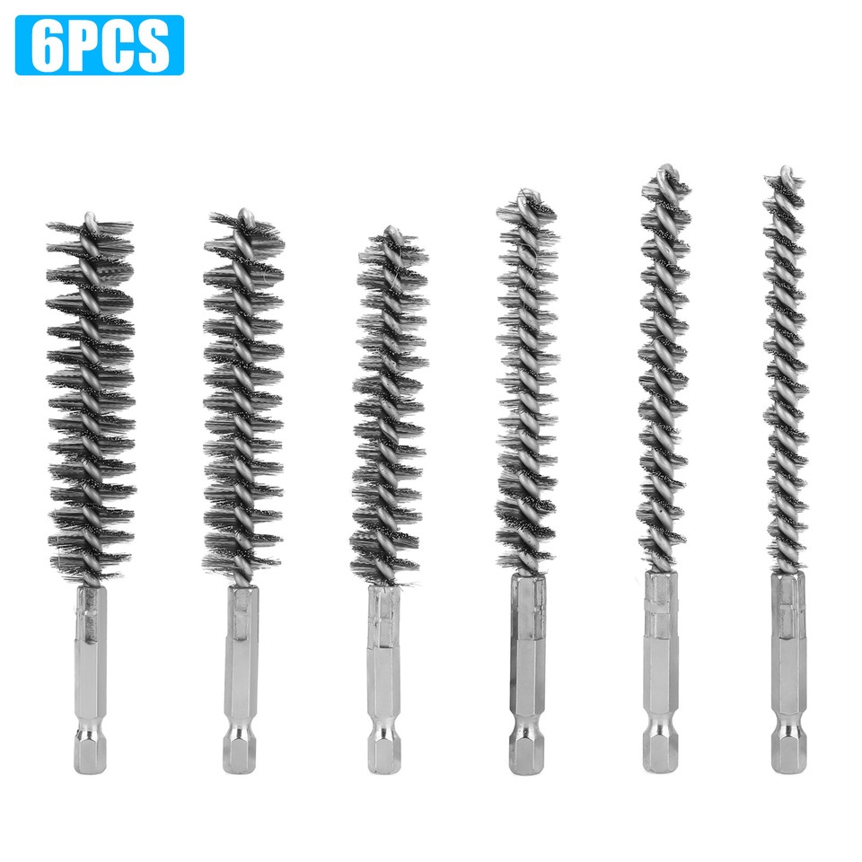 Stainless Steel 1/4" Shank Bore Brush Wire Brush 8-19mm for Power Drill ...
