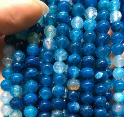 6-10mm Natural Blue Dragon Agate Gemstones Round Loose Beads 15'' AAA ...