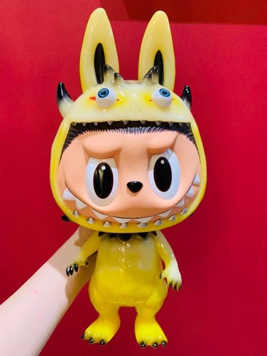 Anime Yellow luminous Labubu Vinyl Action Figure Model Statues ...