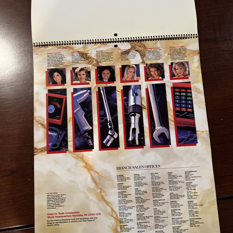 1988 SNAP-ON TOOLS Pin-Up Swimsuit Girls Collector's Calendar Retro ...
