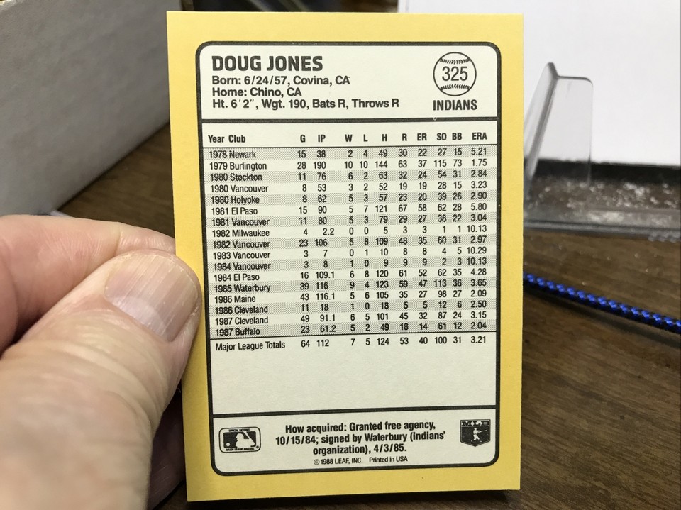 1988 Donruss Baseball's Best # 325 DOUG JONES INDIANS | eBay