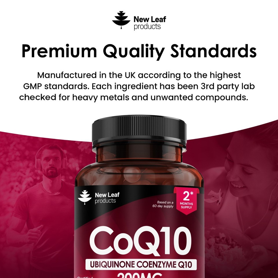 CoQ10 - Co Enzyme Pure Ubiquinone CQ10 Of Coenzyme Q10 200mg 120 Vegan ...