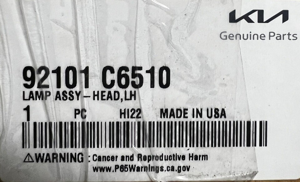 OEM Right Driver Side Halogen Headlamp For KIA Sorento L, LX, EX 92101 ...