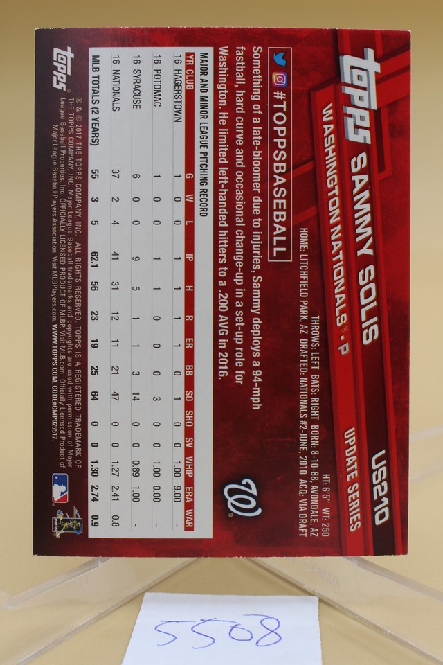 2017 Topps Update Rainbow Foil #US210 Sammy Solis Washington Nationals ...