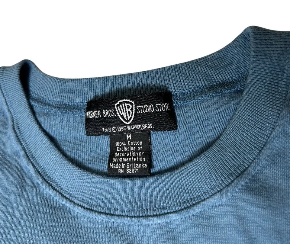 VTG Bugs Bunny Warner Bros WANTED Long Sleeve T-Shirt Size M Blue Wild ...