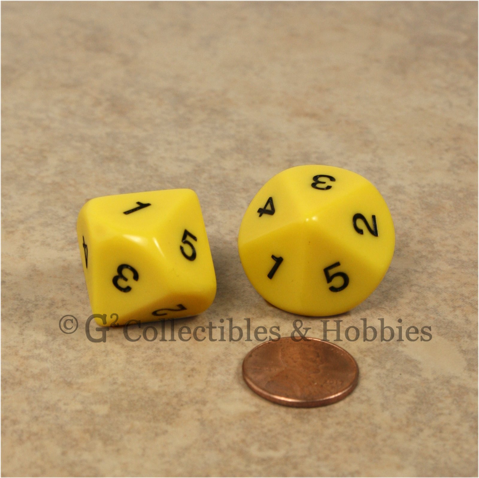 NEW Pair of Large 20mm Yellow D5 Ten Sided 1 to 5 Twice Game Dice D&D ...