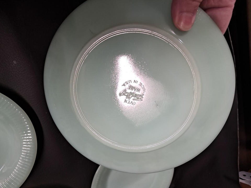 Vintage Set of 4 Fire King Jadeite Jane Ray Salad Plates Jade-ite 7 3/4 ...