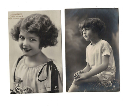 SB3227 SET OF 2 ART DECO PERIOD PRETTY CHILD MODEL BLACK & WHITE PHOTO ...