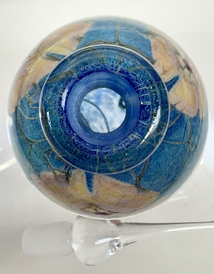 Vintage Vandermark Perfume Bottle Blue Art Glass Floral Signed Numbered ...