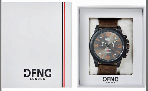 DFNG London Men's watch Black/Brown 50mm Face S/S Back NEW IN BOX | eBay