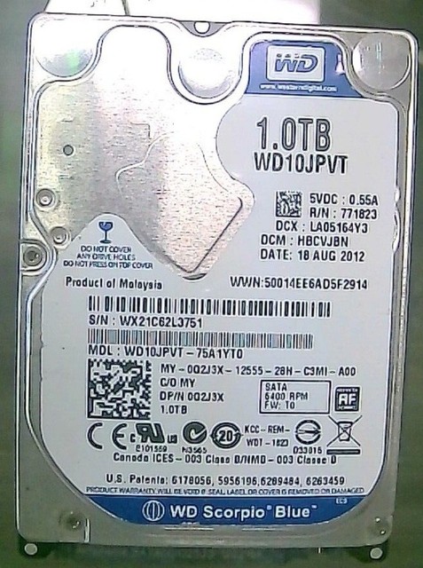 Western Digital 1tb Laptop SATA Hard Drive Wd10jpvt-75a1yt0 Tested Fast ...