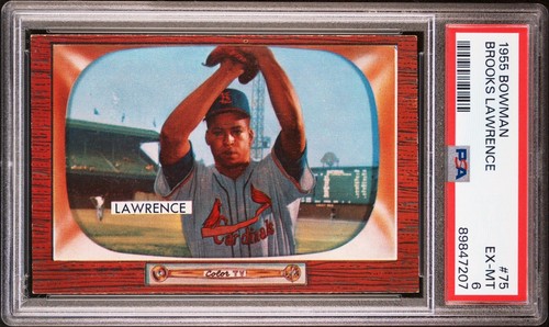 AMAZING PSA 6 BROOKS LAWRENCE 1955 BOWMAN #75 GRADED EX-MT VINTAGE ...