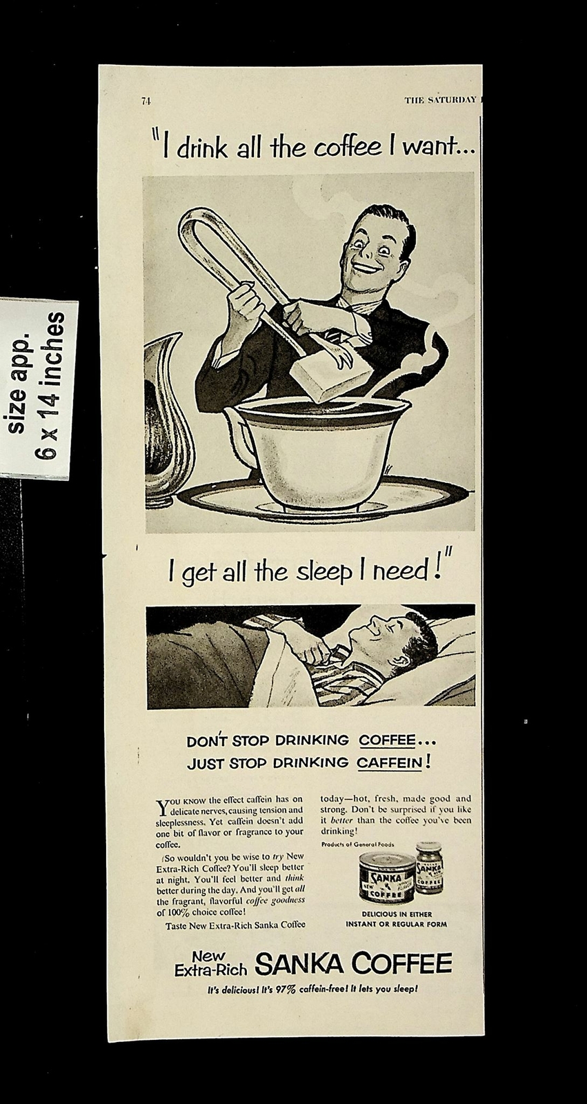 1953 Sanka Coffee Can Instant Coffee Vintage Print Ad 9147 | eBay